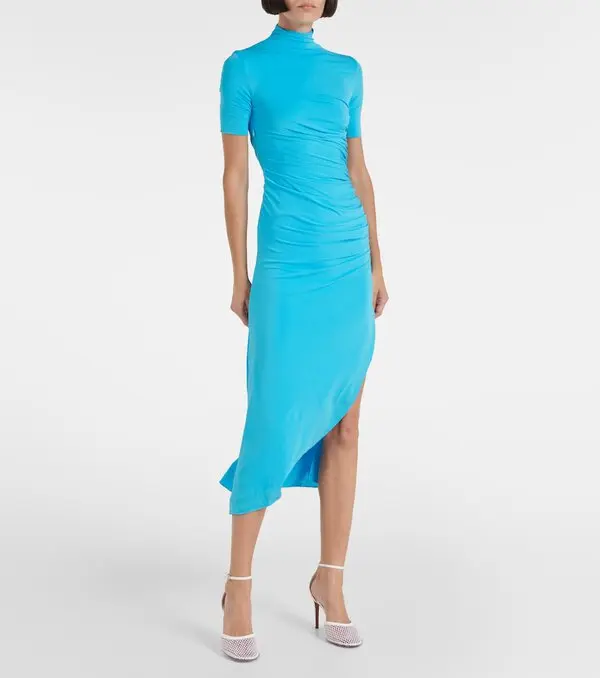 Alaïa Draped Asymmetrical Midi Dress - Blue