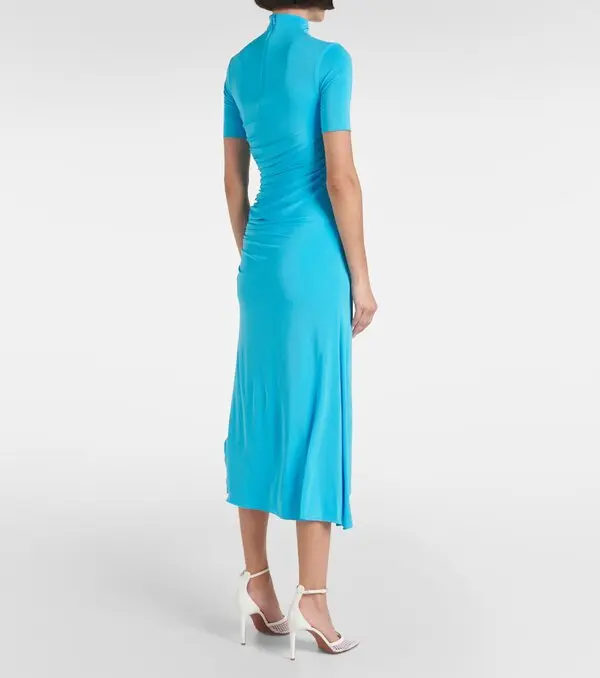 Alaïa Draped Asymmetrical Midi Dress - Blue