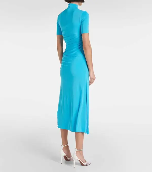 Alaïa Draped Asymmetric Midi Dress - Blue