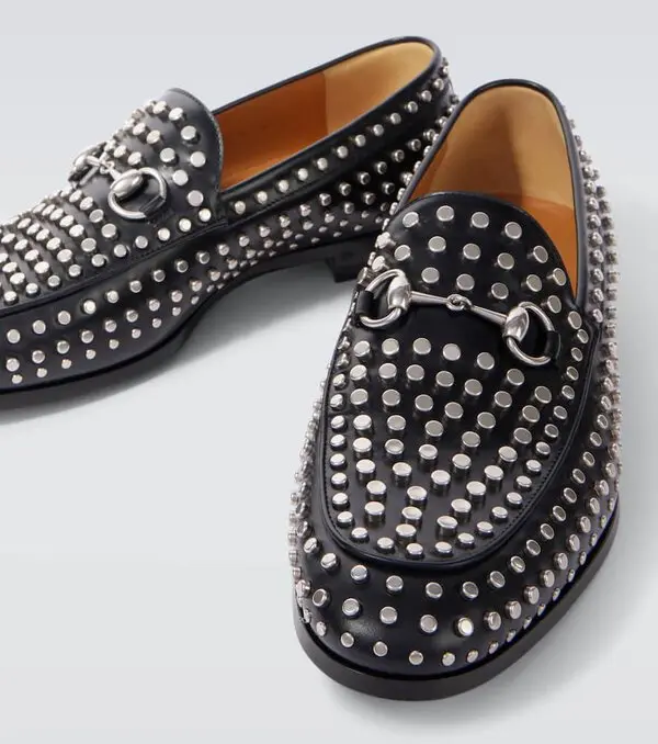 Gucci Horsebit Studded Leather Loafers - Black | Editorialist display picture 1
