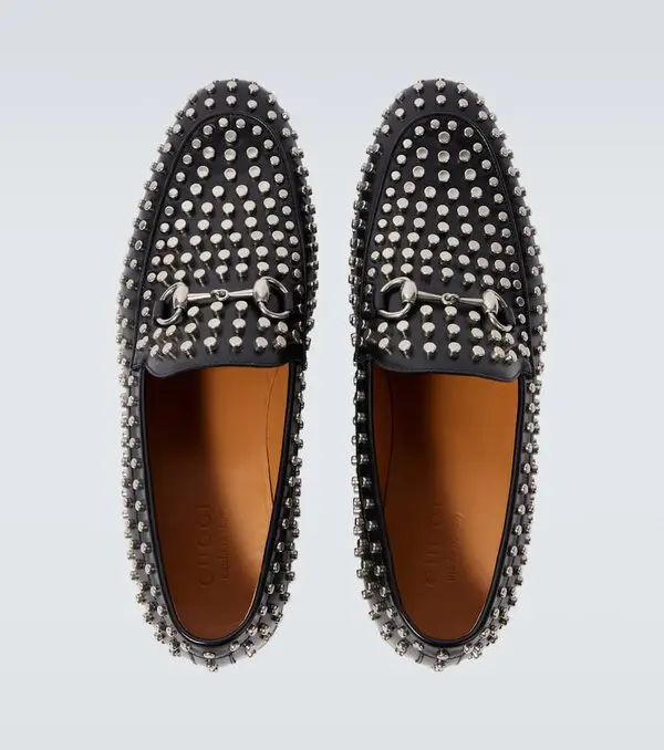 Gucci Horsebit Studded Leather Loafers - Black | Editorialist display picture 2