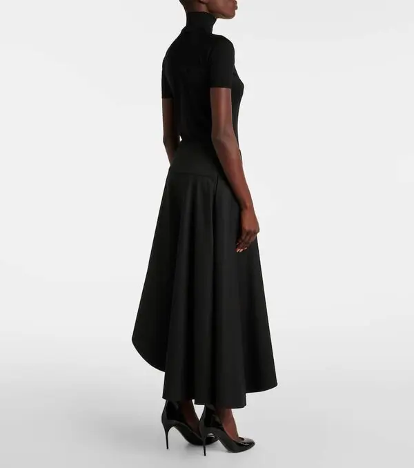 Alaïa Asymmetric Wool Midi Skirt