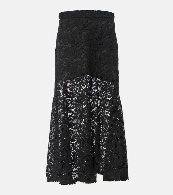 PATOU Cotton-blend Lace Maxi Skirt - Black