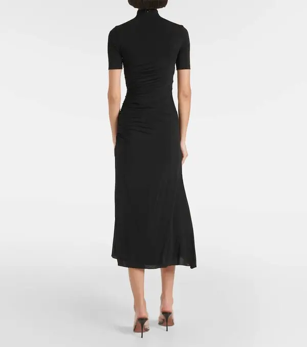 Alaïa Draped Asymmetric Midi Dress - Black