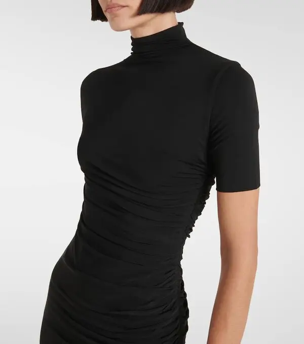Alaïa Draped Asymmetric Midi Dress - Black