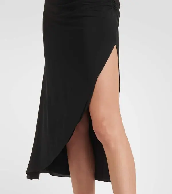 Alaïa Draped Asymmetric Midi Dress - Black