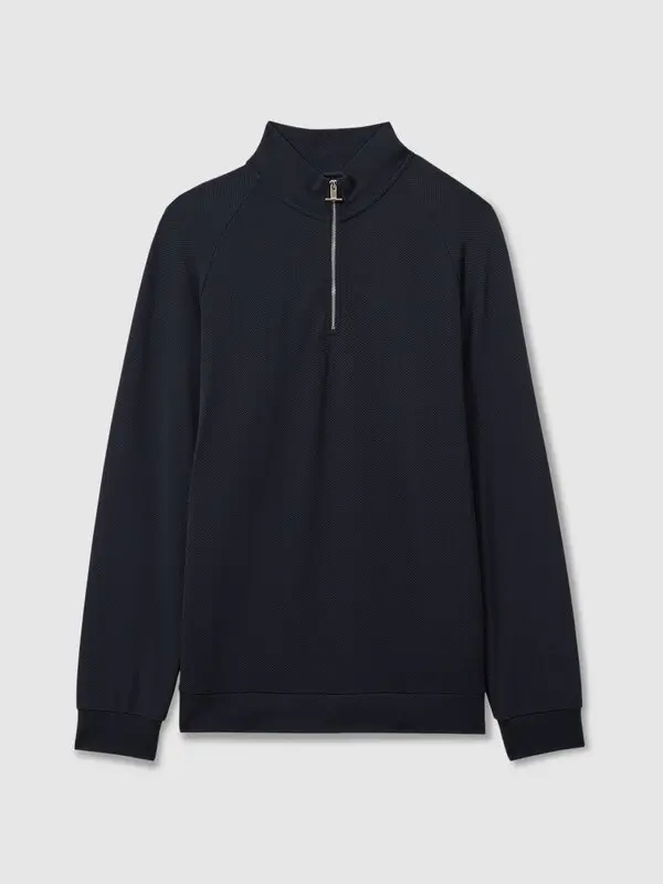 REISS Textured Half-zip Funnel-neck Sweatshirt