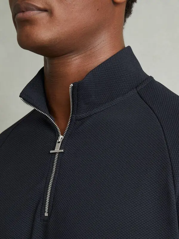 REISS Textured Half-zip Funnel-neck Sweatshirt