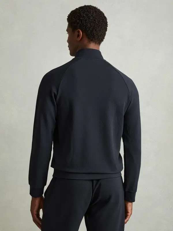 REISS Textured Half-zip Funnel-neck Sweatshirt