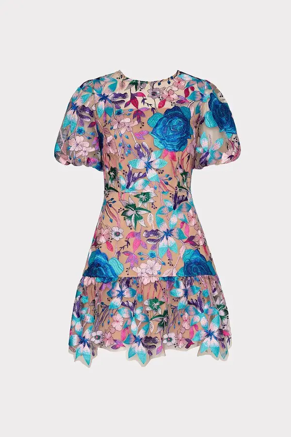 Buy MILLY Yasmin Floral Embroidered Mini Dress - Blue At 63% Off |  Editorialist