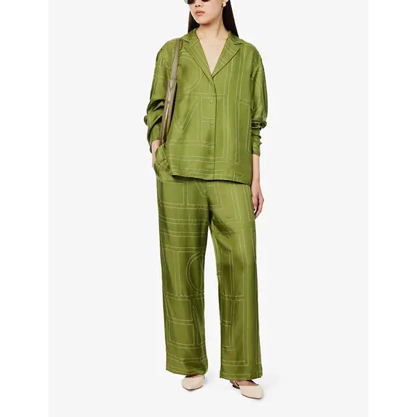 TOTEME Wide-leg High-rise Silk-twill Trousers