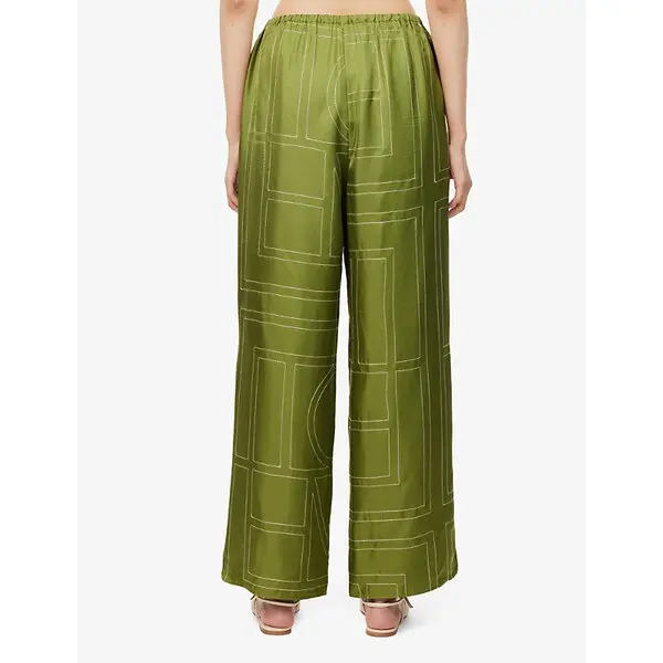 TOTEME Wide-leg High-rise Silk-twill Trousers