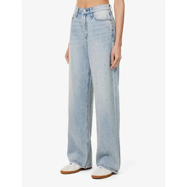 Rag & Bone Logan Faded-wash Wide-leg Mid-rise Denim Jeans