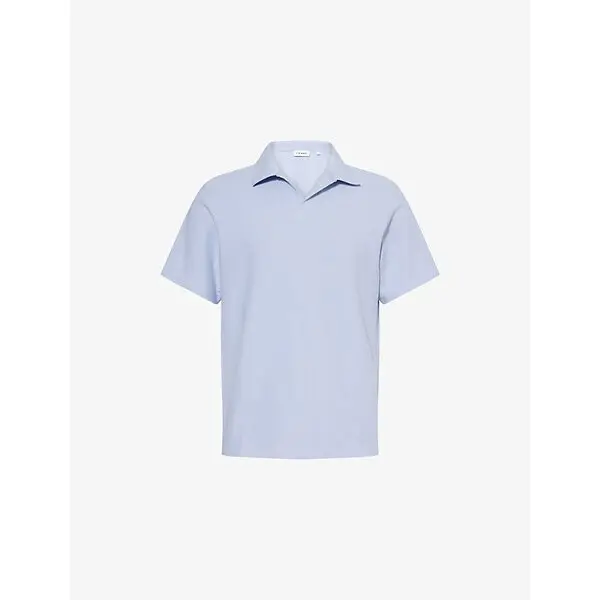 FRAME Jacquard Short-sleeve Cotton-jersey Polo Shirt - Baby Blue