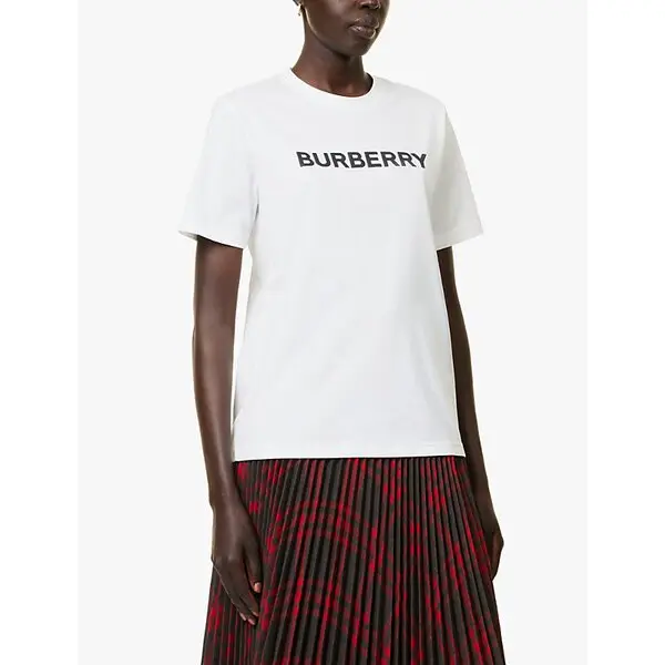 Burberry Branded-Print Short-Sleeved Cotton-Jersey T-Shirt - White