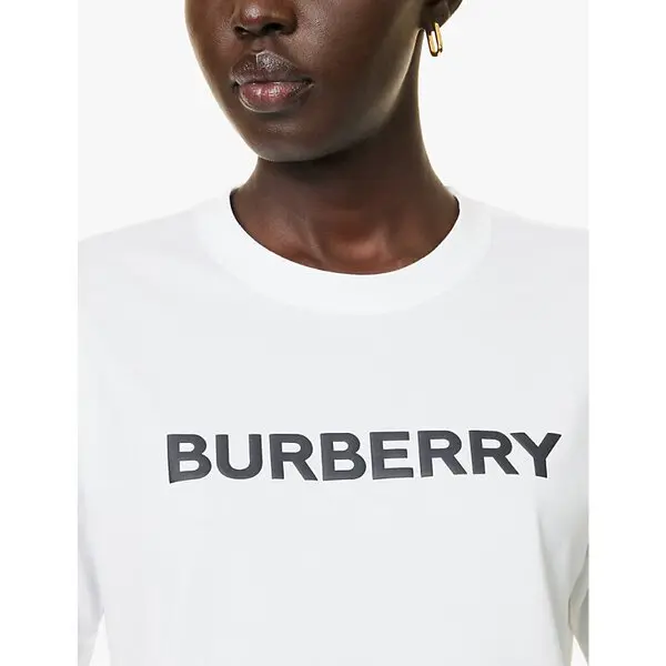 Burberry Branded-Print Short-Sleeved Cotton-Jersey T-Shirt - White