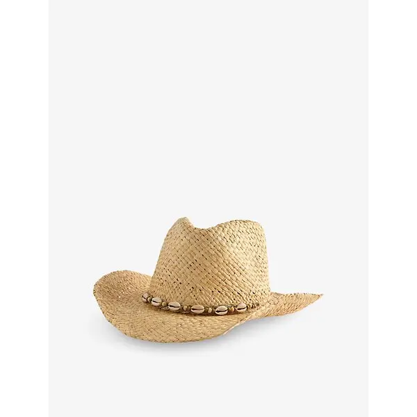BOUTIQUE BONITA Shell-embellished Cowboy Hat - Neutral