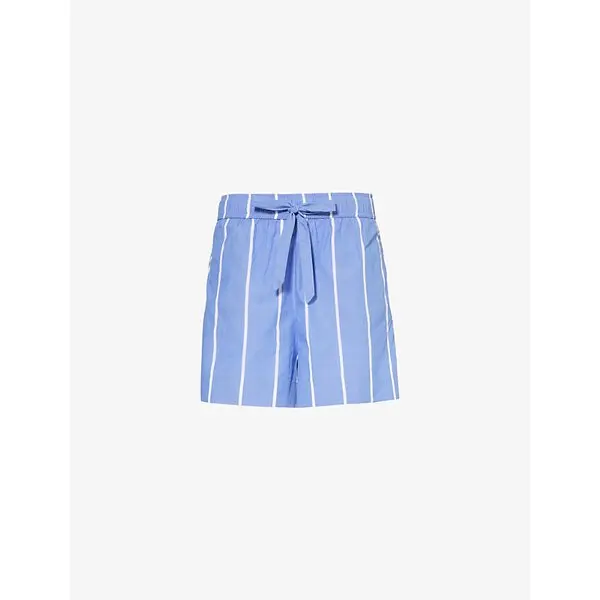 ME+EM Drawstring-waist Cotton Shorts - Blue/white