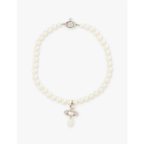 VIVIENNE WESTWOOD Brass And Faux-pearl Choker Necklace - Platinum/pearl/cryst