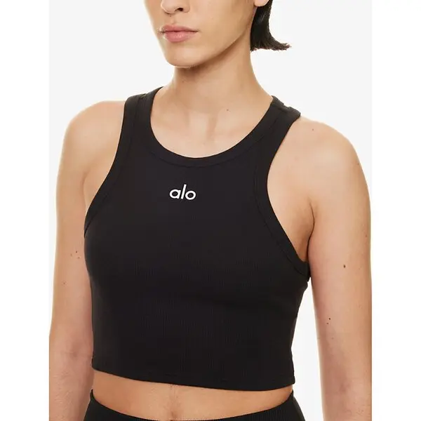 alo yoga ブラトップ ブラック ホワイト S Alo Yoga Brand-Print Tank Top - Black/White | Editorialist