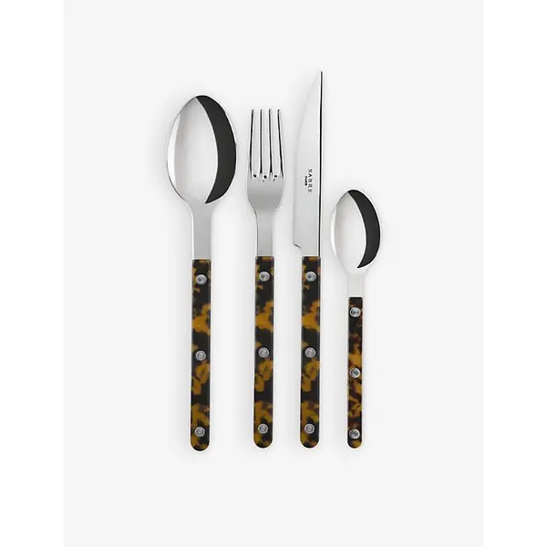 SABRE Bistrot Stainless-steel And Acrylic Cutlery Set Of 24 - Faux Tortoise