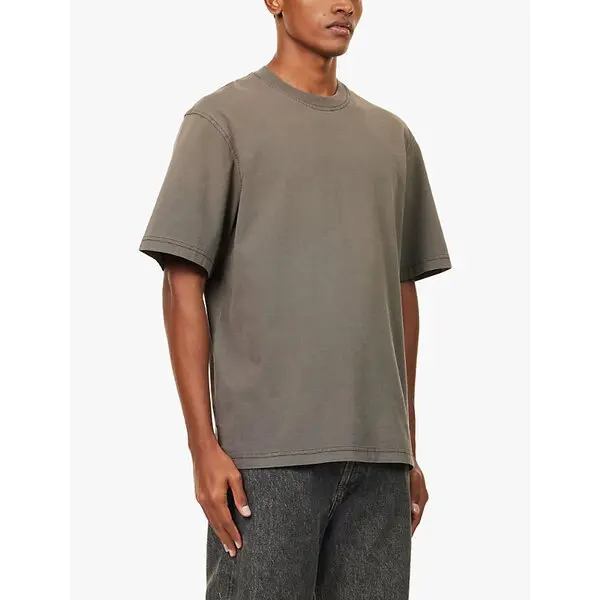AGOLDE Asha Crewneck Cotton-jersey T-shirt - Flint (wsh Grey)