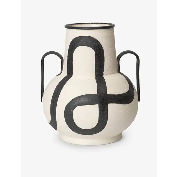 FERM LIVING Trace Hand-painted Stoneware Vase 37.5cm - Off-white