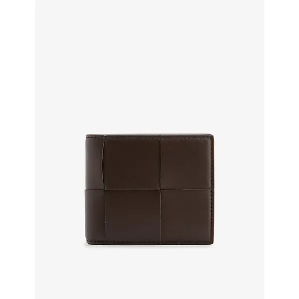 Bottega Veneta Intrecciato Leather Wallet - Light Brown Silver