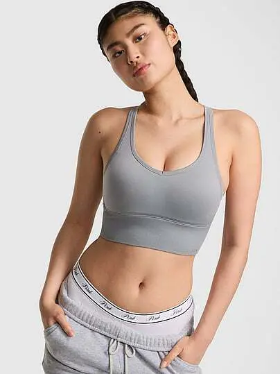 Pink Seamless Air Medium-support Sports Bra - Grey