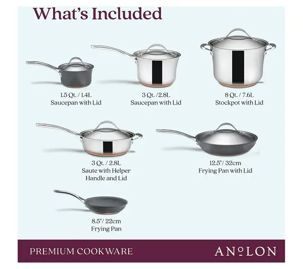 ANOLON Nouvelle Nonstick Induction Cookware Set, 11-piece