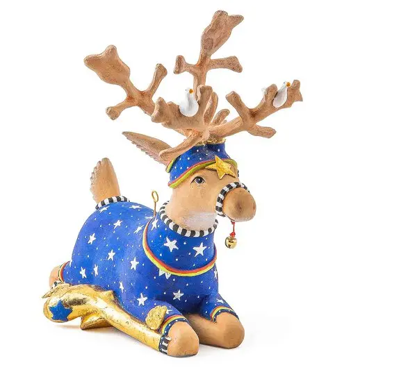 MACKENZIE-CHILDS Dash Away Sitting Comet Reinde R Figure - One-color