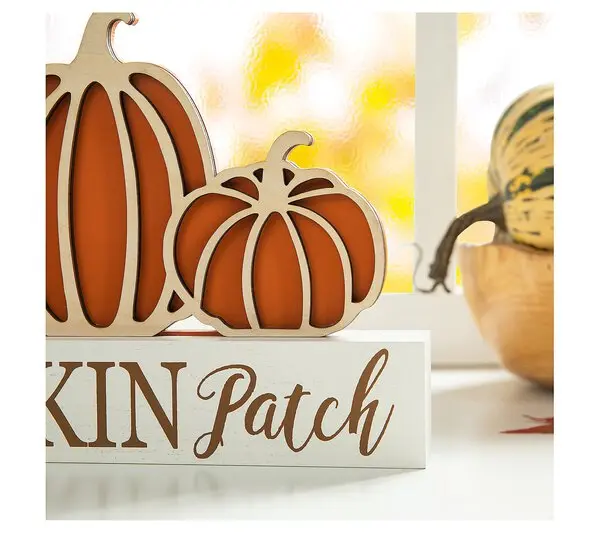 GLITZHOME 11.75'l Fall 'pumpkin Patch' Pumpkins Table Sign