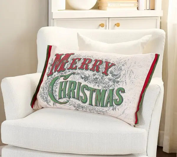 COZY COTTAGE BY LIZ MARIE Merry Christmas Printed Pillow - One-color