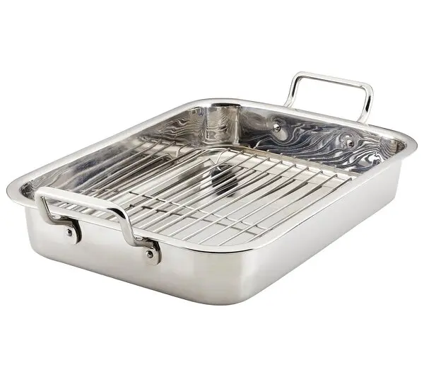 FARBERWARE Classic Stainless Steel Roaster With Rack - Silver