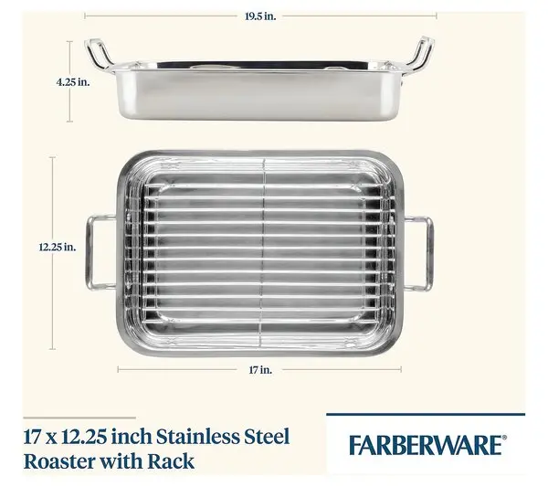 FARBERWARE Classic Stainless Steel Roaster With Rack