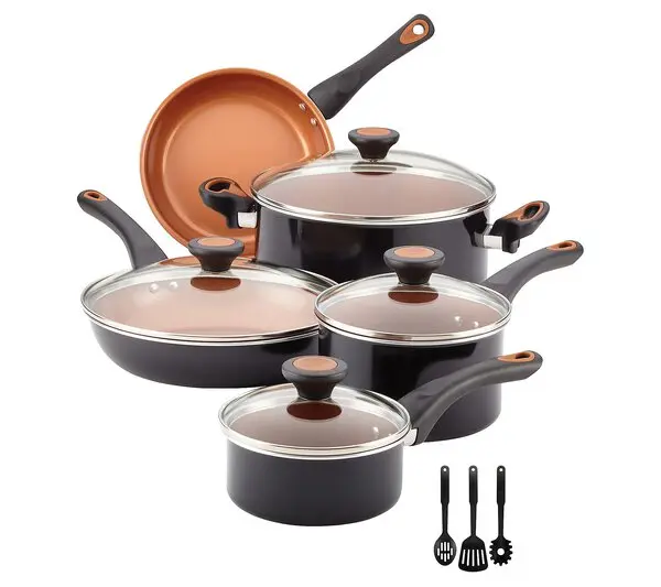 FARBERWARE Glide Copper Ceramic Nonstick Cookwa Re, 12-piece - One-color