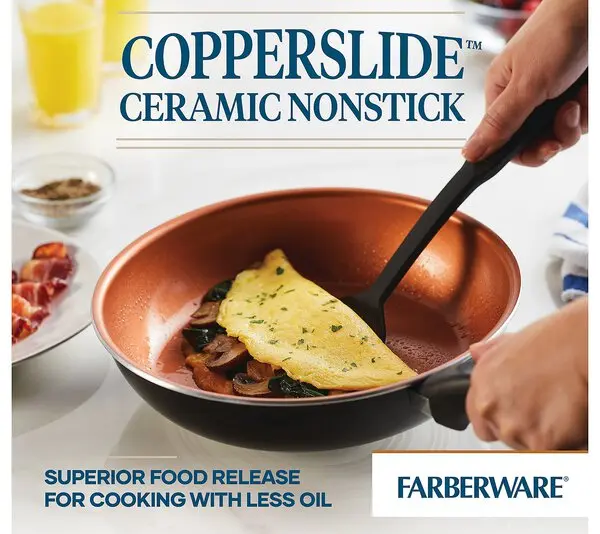 FARBERWARE Glide Copper Ceramic Nonstick Cookwa Re, 12-piece