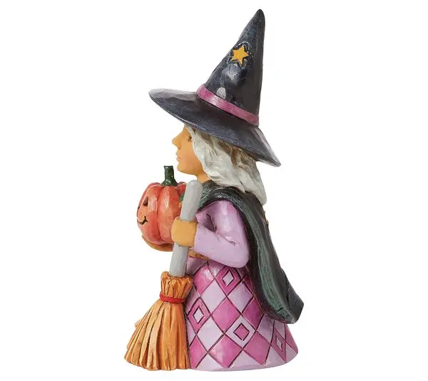JIM SHORE Mini Witch Holding Pumpkin Figurine