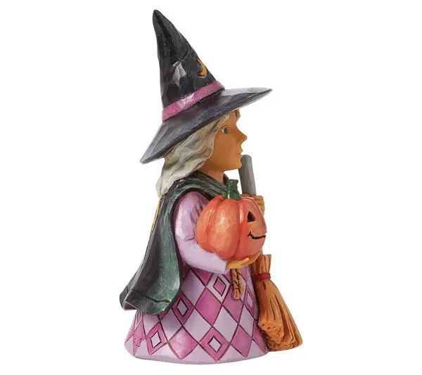 JIM SHORE Mini Witch Holding Pumpkin Figurine