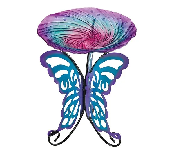 REGAL ART & GIFT 18' Birdbath W/ Decorative Sta D Butterfly - One-color