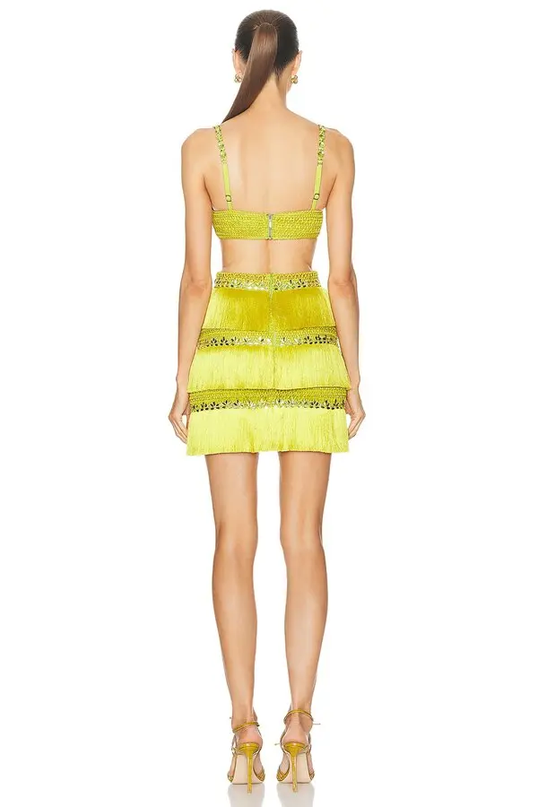 PatBO Hand-beaded Fringe Mini Dress