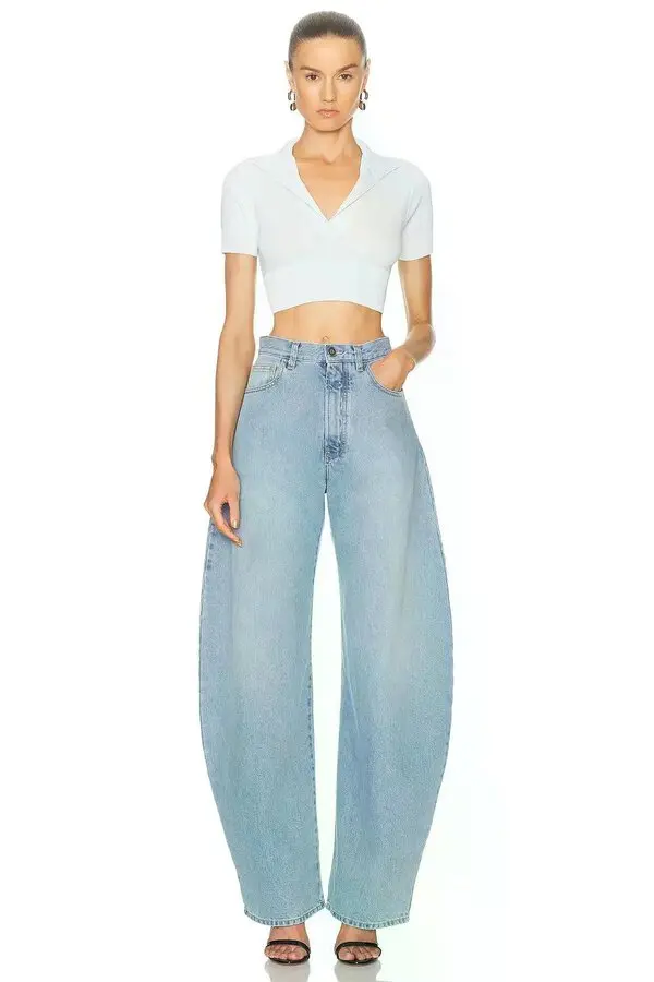 Alaïa Cropped Polo Top - Mint