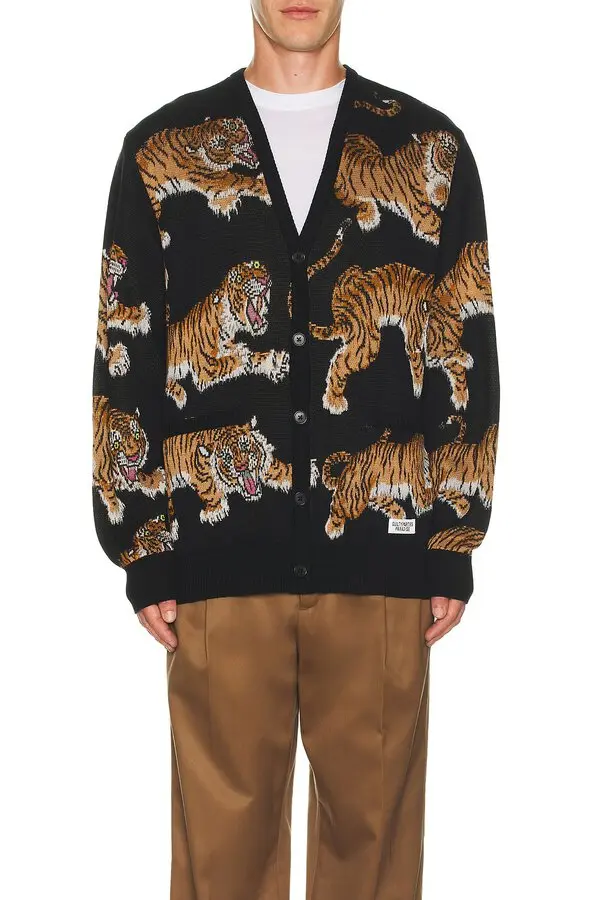 Wacko Maria - Leopard Cotton-Jacquard Cardigan - Blue Wacko Maria 
