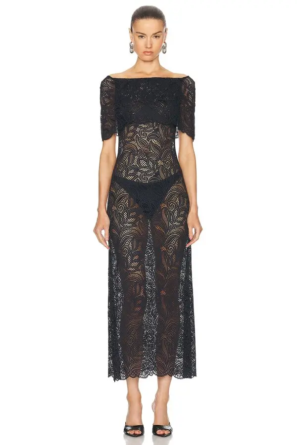 chinese dress ladies Silva Dress In Floral Lace Black / S