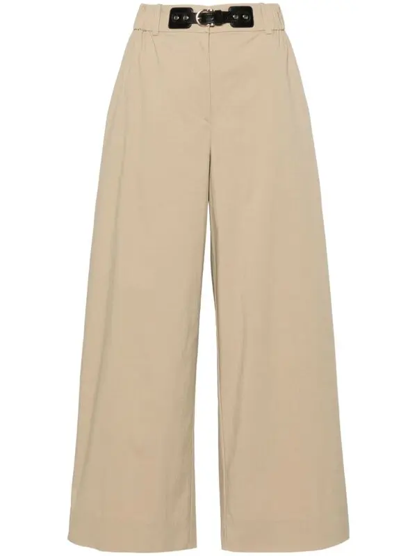 Maje Wide-leg Poplin Trousers - Neutrals