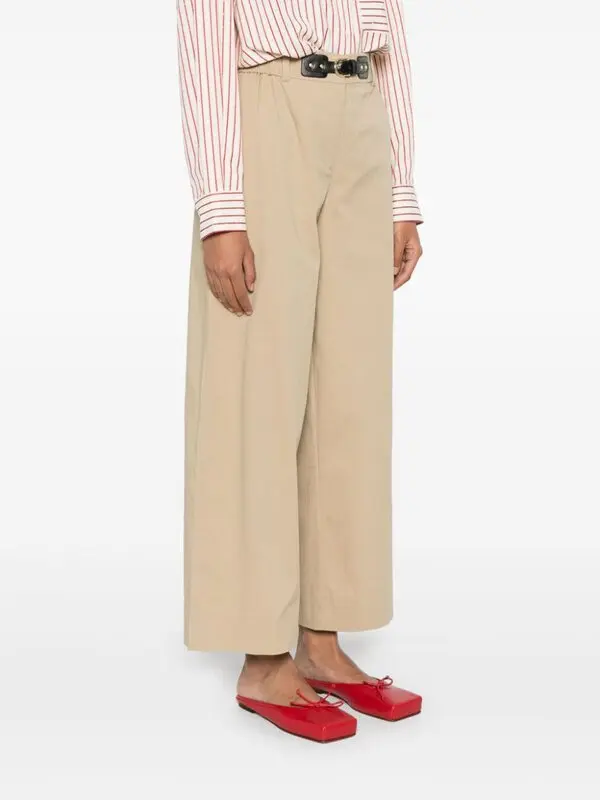 Maje Wide-leg Poplin Trousers - Neutrals