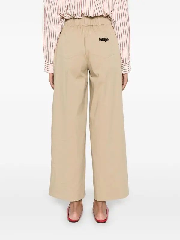 Maje Wide-leg Poplin Trousers - Neutrals