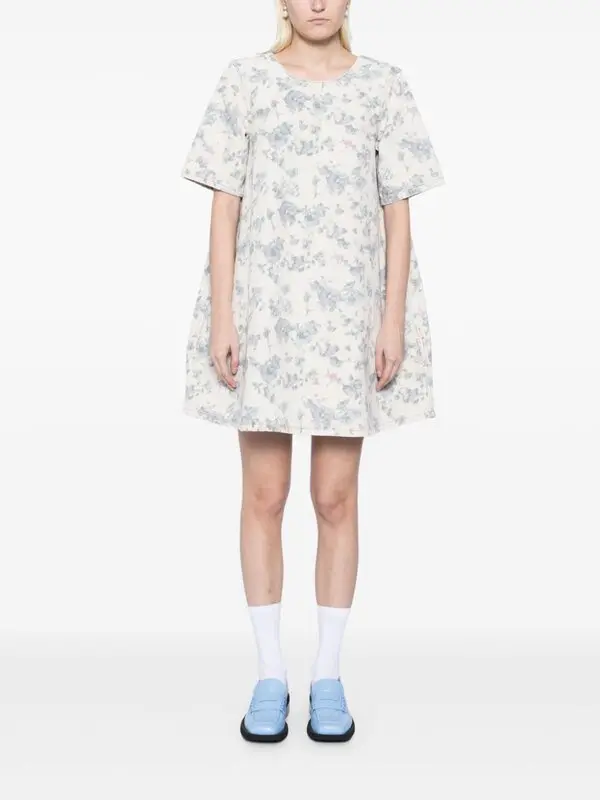 GANNI Floral-print Denim A-line Dress