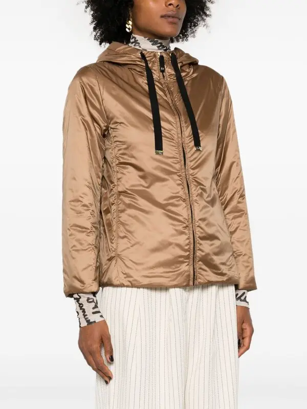 Max Mara Satin Hooded Jacket - Brown