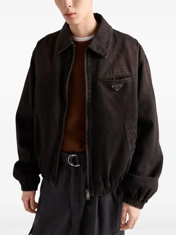 Prada Padded Denim Bomber Jacket - Brown | Editorialist